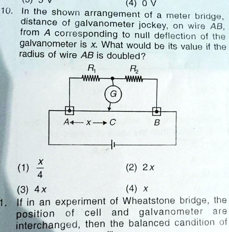 SOLVED: '10. In the shown arrangement of a meter bridge, distance of ...
