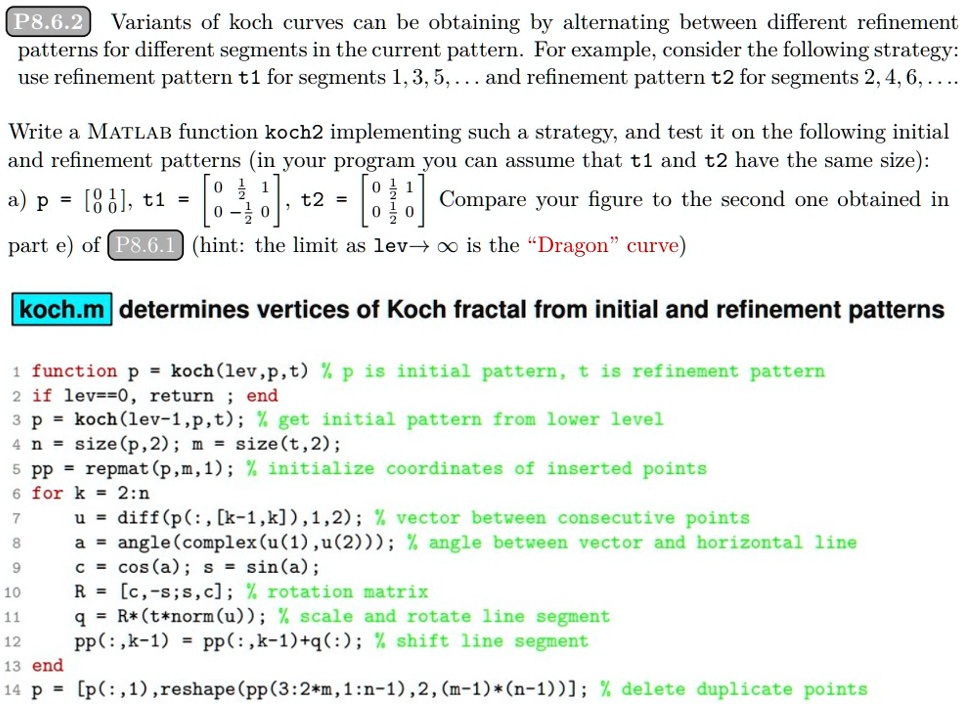 p862 variants of koch curves can be obtaining by alternating between different refinement ...