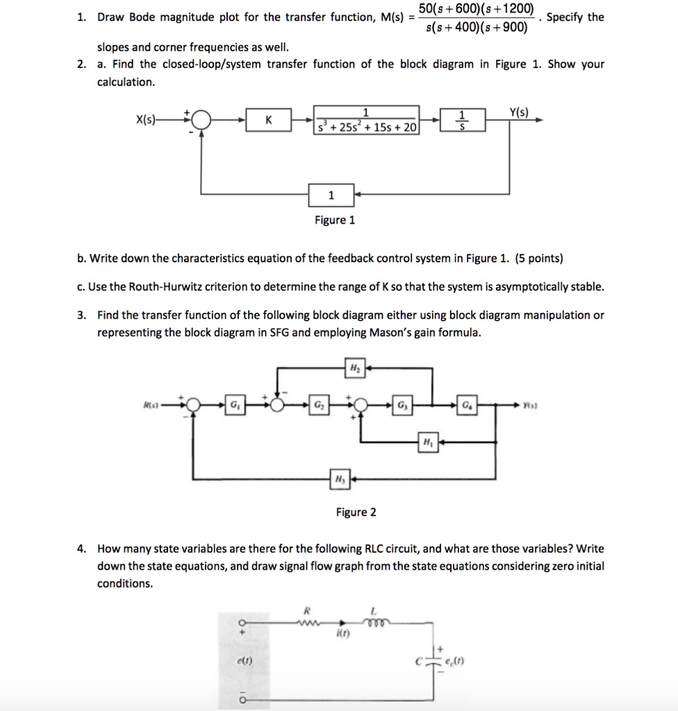 50(s+600)(s+1200) 1. Draw Bode magnitude plot for the transfer function, M(s)= . Specify the s ...