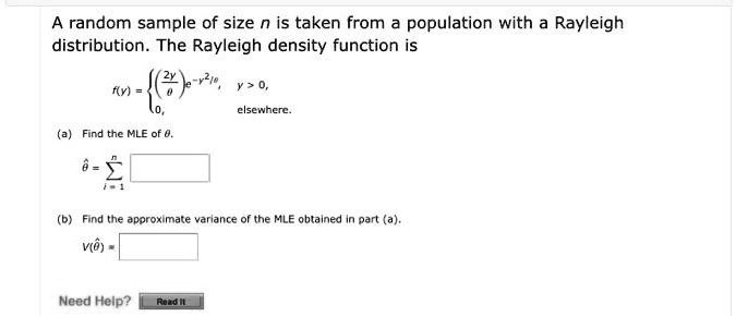 SOLVED: A random sample of size n is taken from a population with a ...
