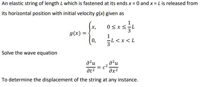 An elastic string of length L, which is fastened at its ends x = 0 and x = L, is released from ...