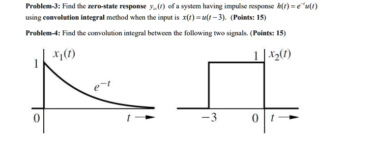 SOLVED: Problem-3: Find the zero-state response y(t) of a system having impulse response h(t ...