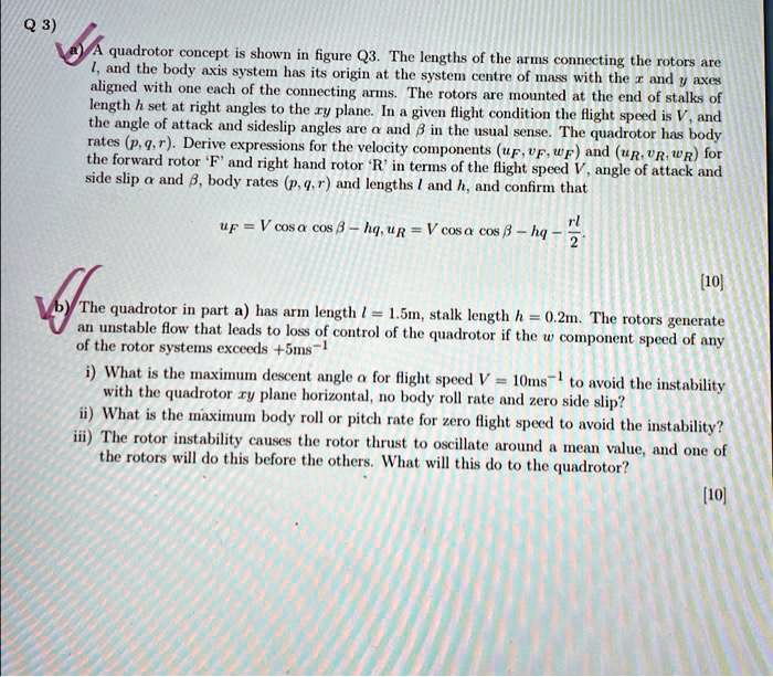 SOLVED: flight mechanics part a and b can you do this quick Q3) A ...