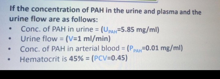 SOLVED: If the concentration of PAH in the urine and plasma and the ...