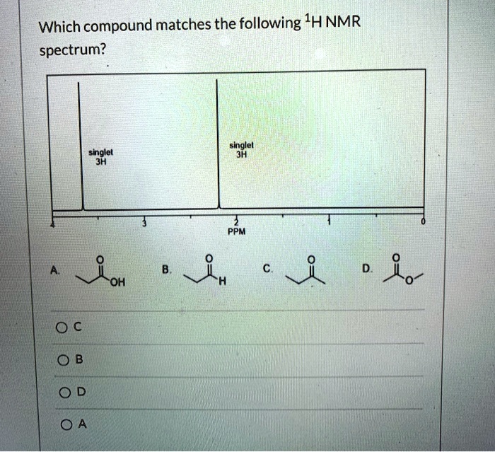 SOLVED: Which compound matches the following 1H NMR spectrum? singlel , singlel PPM OH