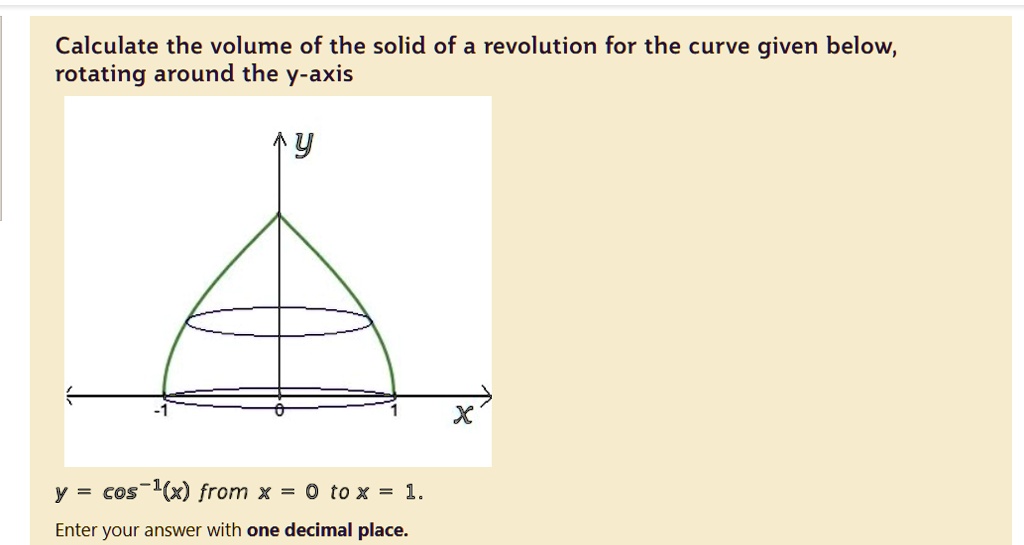 SOLVED: Calculate the volume of the solid of a revolution for the curve ...