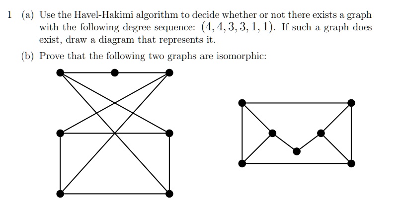 Solved A Use The Havel Hakimi Algorithm To Decide Whether Or Not There Exists A Graph With 6276