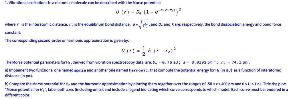 1 vibrational excitations in diatomic molecule can be described with ...