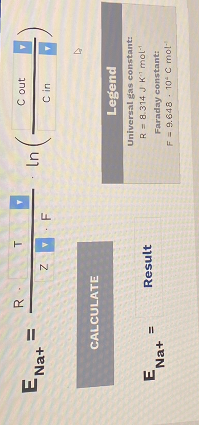 SOLVED: CALCULATE ENa+= Result Universal gas constant: R=8.314 JKK^-1 ...