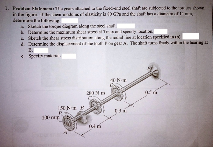 [GET ANSWER] 1. Problem Statement: The gears attached to the fixed-end ...