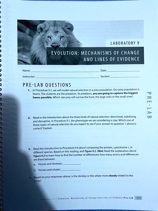 SOLVED:LABORATORY EvoLution: MEchaniSMS OF ChANGE AND LINES OF EVIDENCE ...