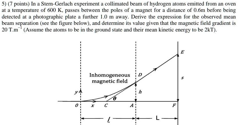 SOLVED: In a Stern-Gerlach experiment, a collimated beam of hydrogen ...