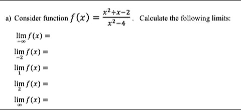x 2 0 consider linetion f x caleulate the following limits ilm f6 iima ...