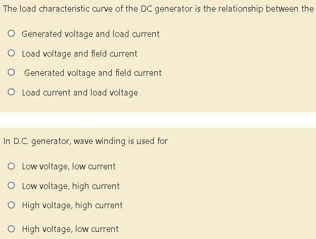 The load characteristic curve of the DC generator is the relationship ...