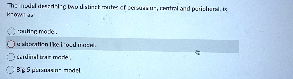 The model describing two distinct routes of persuasion, central and ...