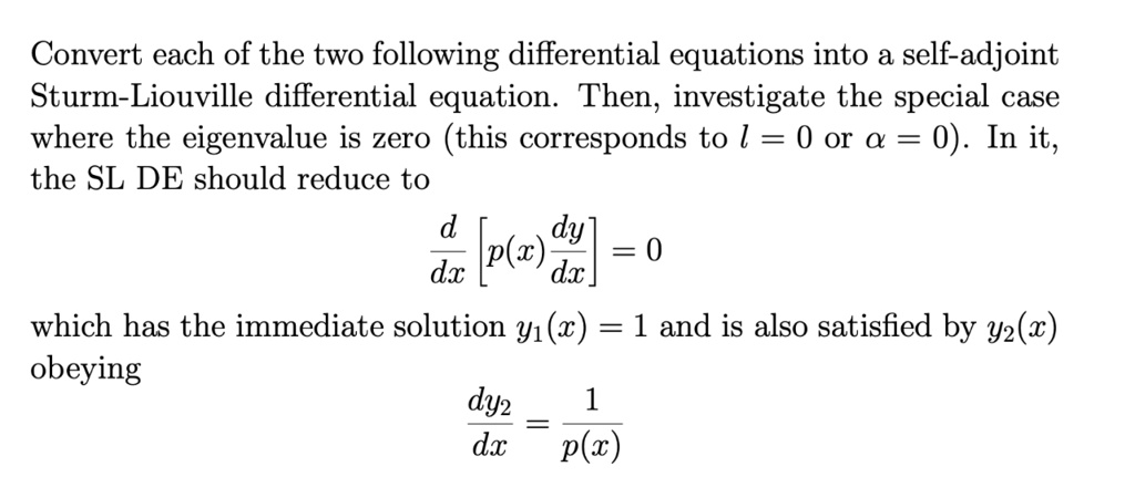 convert each of the two following differential equations into a self ...
