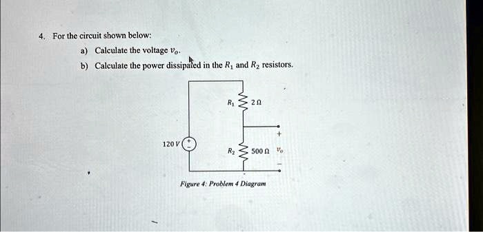 4. For the circuit shown below: a) Calculate the voltage vo. b) Calculate the power dissipated ...