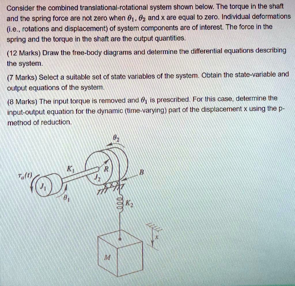 SOLVED: Consider the combined translational-rotational system shown below. The torque in the ...