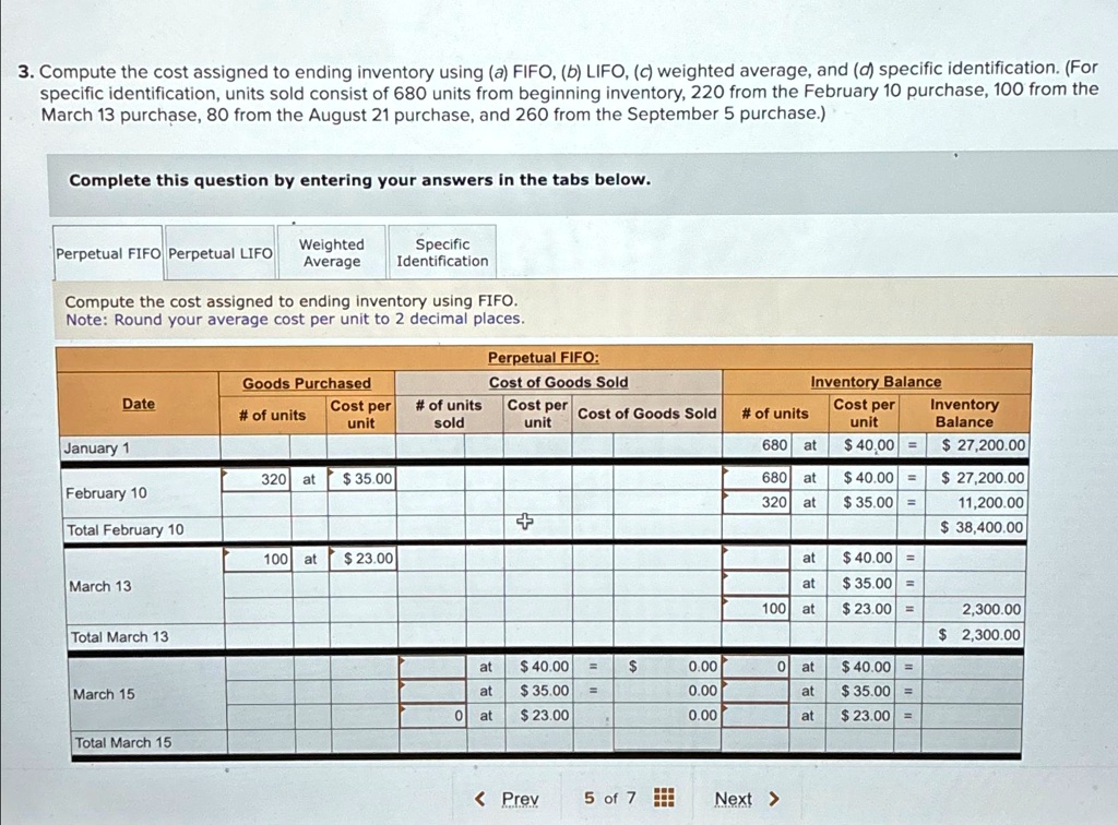 compute the cost assigned to ending inventory using a fifo b lifo c ...