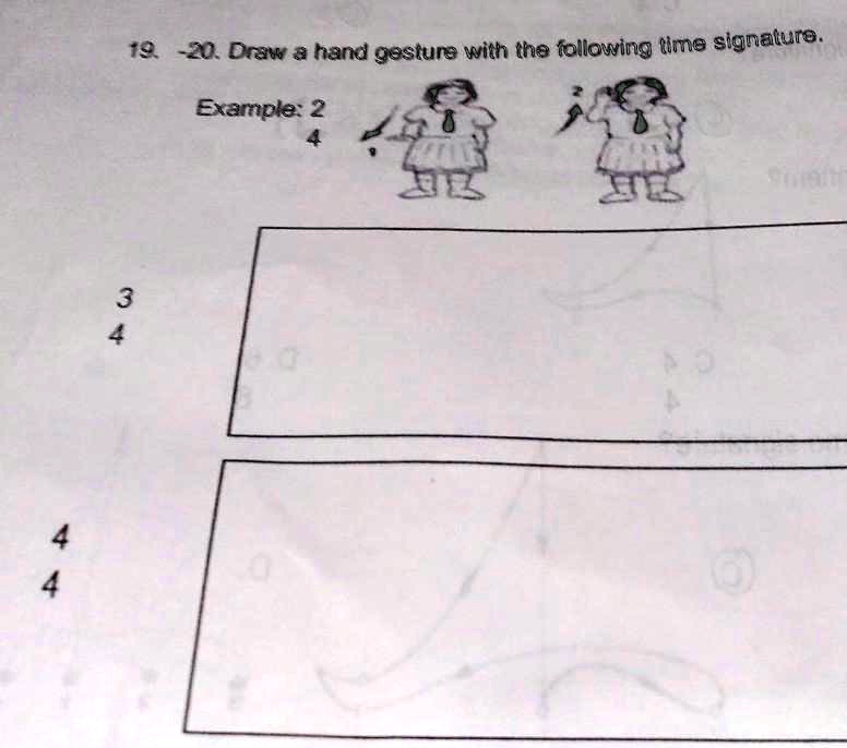 Draw a hand gesture with the following time signature: 6/20