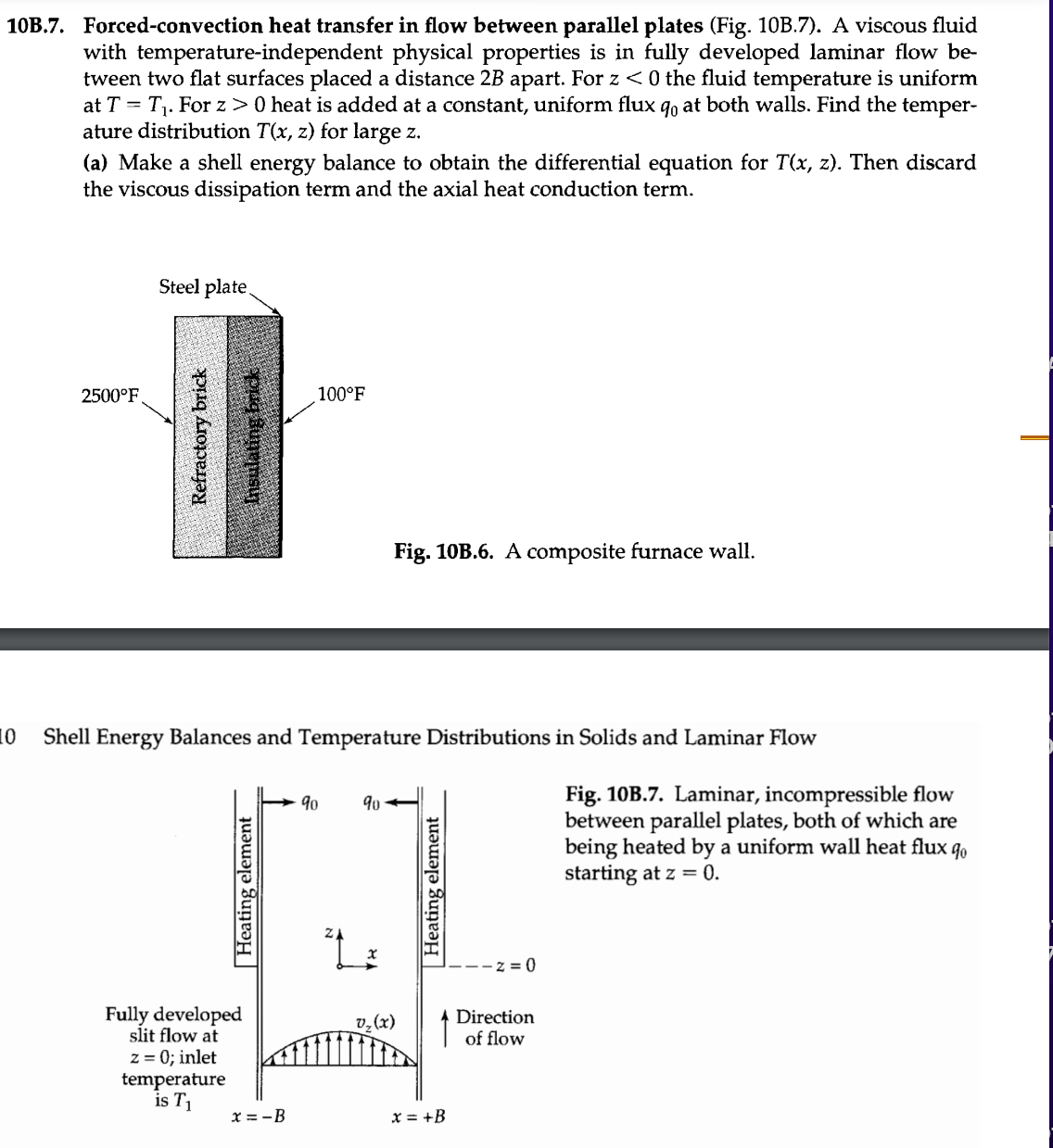 10B.7. Forced-convection heat transfer in flow between parallel plates ...