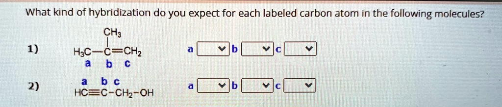 What Kind Of Hybridization Do You Expect For Each Labeled Carbon Atom In The Following Molecules