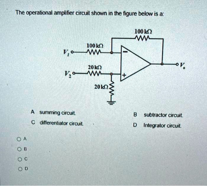 The Operational Amplifier Circuit Shown In The Figure Below Is A 100 KΩ 100 KΩ V1 20 KΩ V2 20