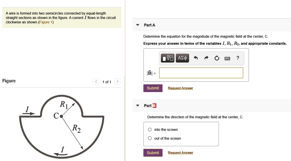 SOLVED: A wire formed into two semicircles connected by equal-length straight sections as shown ...