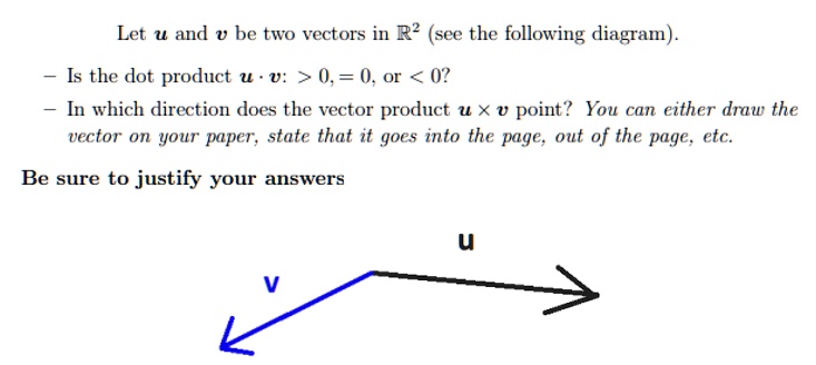 SOLVED: Let u and v be two vectors in R? (see the following diagram ...