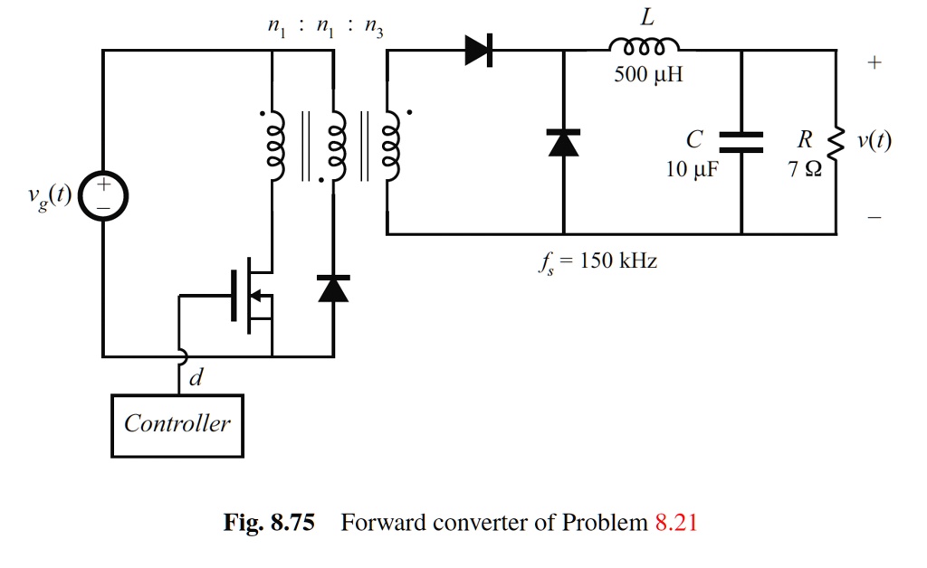 SOLVED: The forward converter of Fig. 8.75 operates in the continuous ...