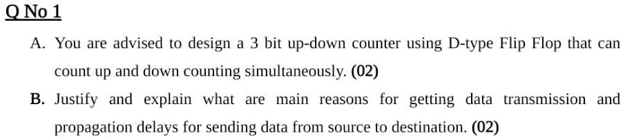 SOLVED: 1. You are advised to design a 3-bit up-down counter using D ...