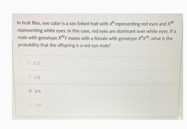 In Fruit Flies Eye Color Is A Sex Linked Trait With Xr Representing 6905