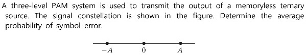 SOLVED: A three-level PAM system is used to transmit the output of a memoryless ternary source ...