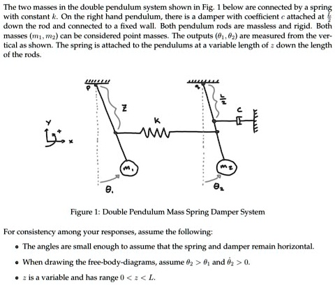 Find the equations of motion for the two masses. The two masses in the ...
