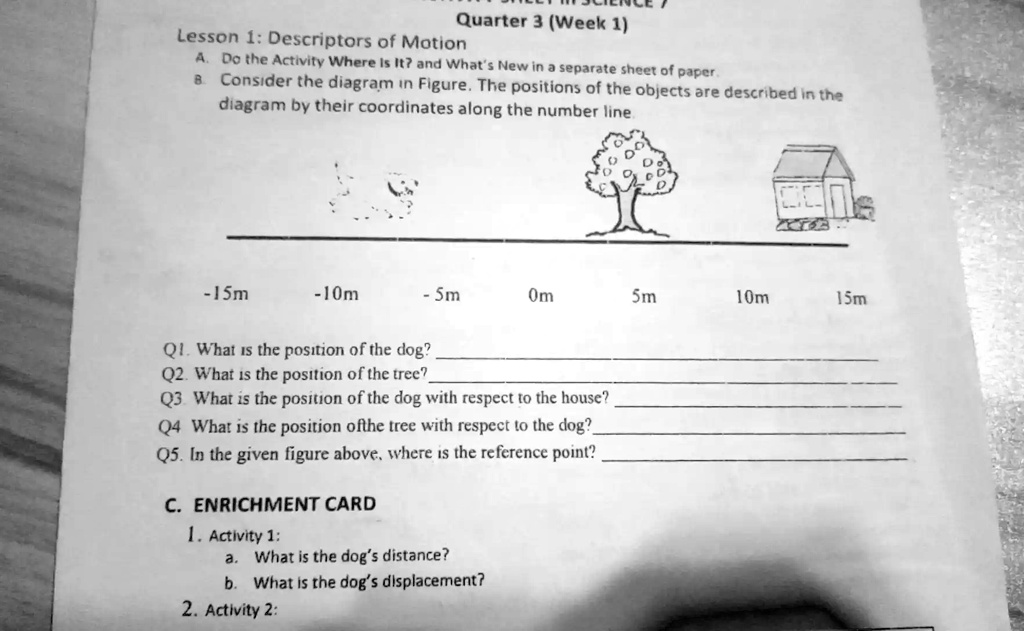 Quarter 3 (Week 1) Lesson 1: Descriptors of Motion A. Do the Activity ...