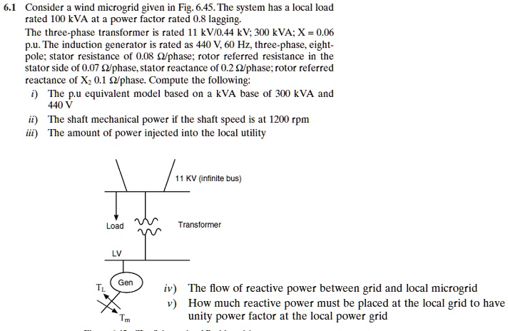 SOLVED: 6.1 Consider a wind microgrid given in Fig. 6.45. The system has a local load rated 100 ...