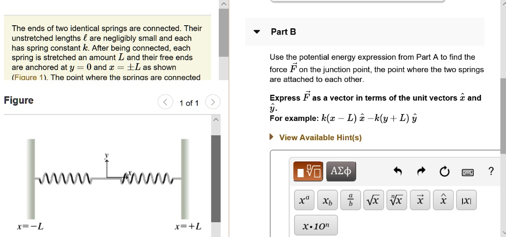 The ends of two identical springs are connected. Their unstretched ...