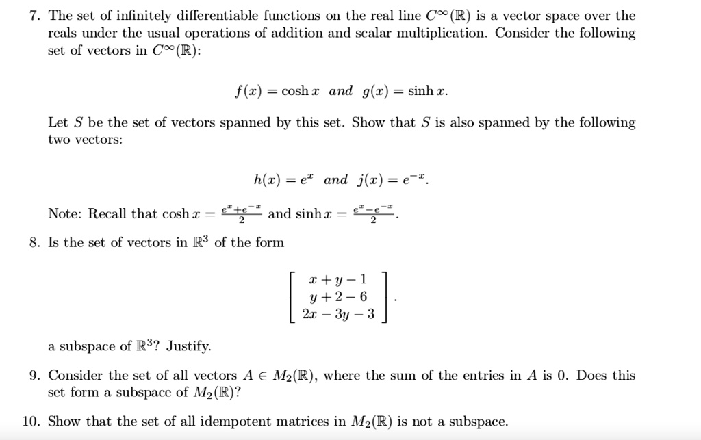 Solved The Set Of Infinitely Differentiable Functions On The Real Line