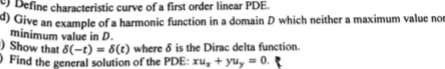 SOLVED: Define characteristic curve of a first order linear PDE. d ...