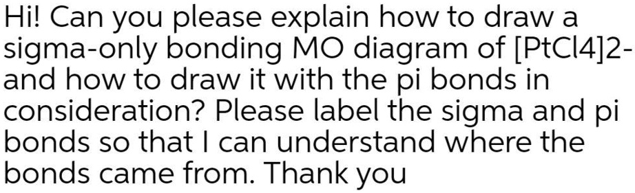Hi! Can you please explain how to draw a sigma-only bonding MO diagram ...