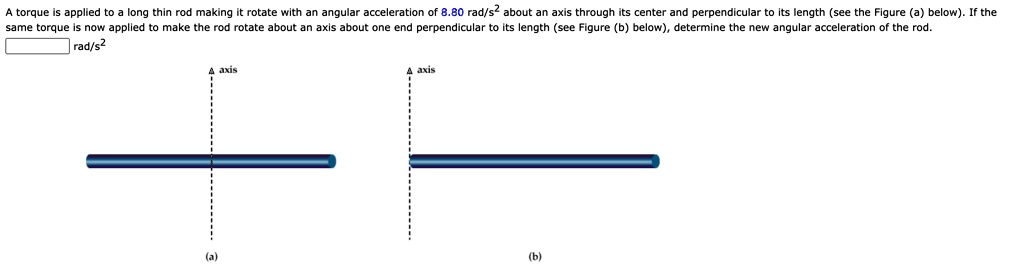 torque applied to ong thin rod making rotate wlth a angular acceleration 80 rads about an axis ...