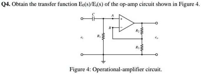 SOLVED: Q4. Obtain the transfer function Eo(s)/VE(s) of the Op-amp circuit shown in Figure 4 ...