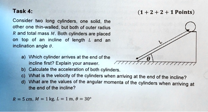 SOLVED: Task 4: Consider two long cylinders, one solid, the other one ...
