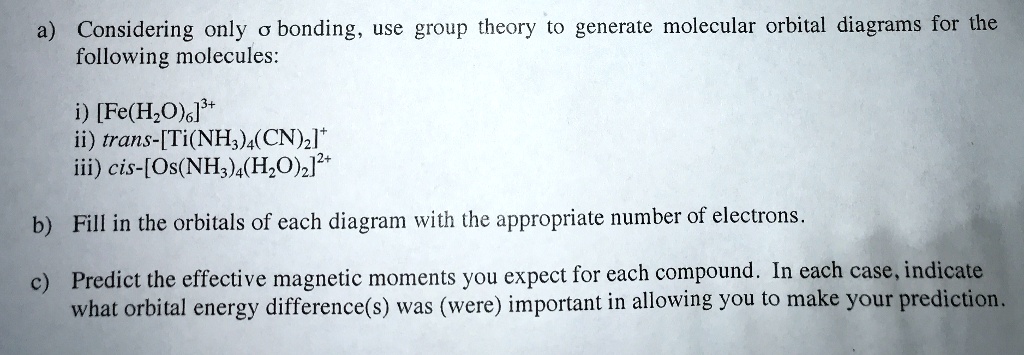 Solved A Considering Only Bonding Use Group Theory To Generate