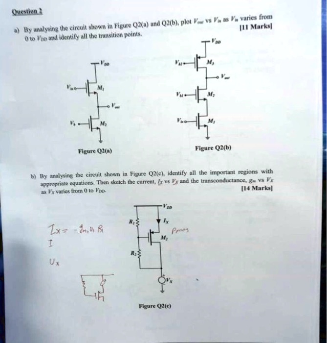 SOLVED: Question: By analyzing the circuit shown in Figure Q2a and Q2b, plot Vew vs Vas Vvaries ...