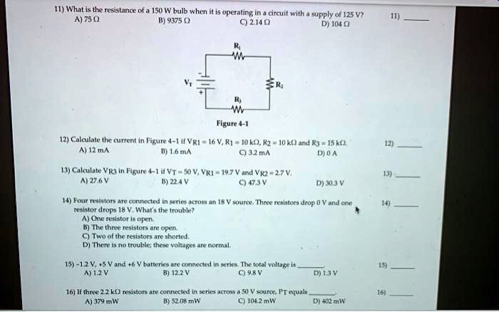 SOLVED: What is the resistance of a 150 W bulb when it is operating in ...