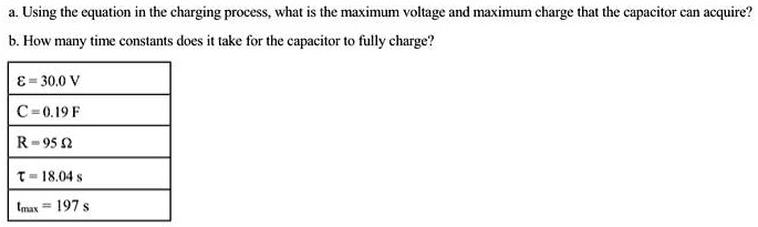 SOLVED:Using the equation the charging process, what is the maximum ...