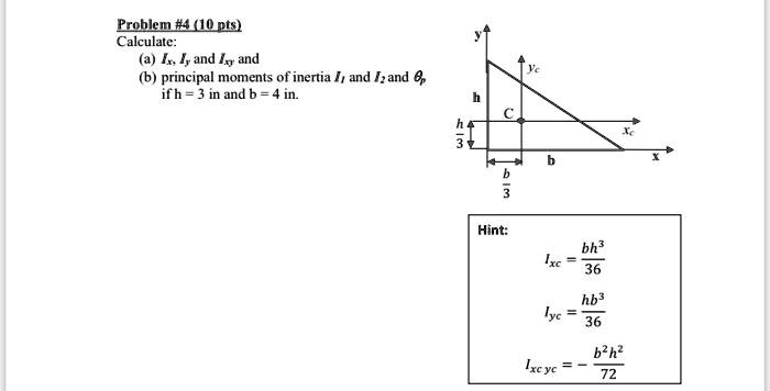 SOLVED: Texts: Calculate: (a) Ix, Iy, and Ixy and (b) principal moments of inertia I1 and I2 and ...