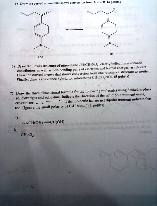 SOLVED: The curved arrows that show resonance in nitroethane (CH3CH2NO2 ...