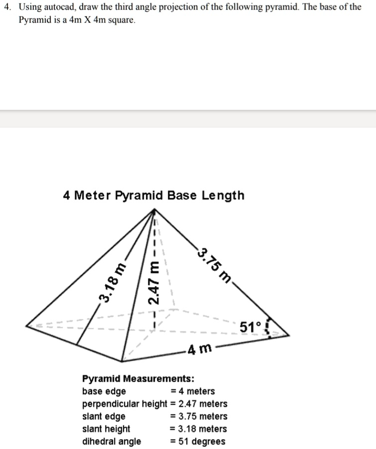 4. Using autocad, draw the third angle projection of the following ...